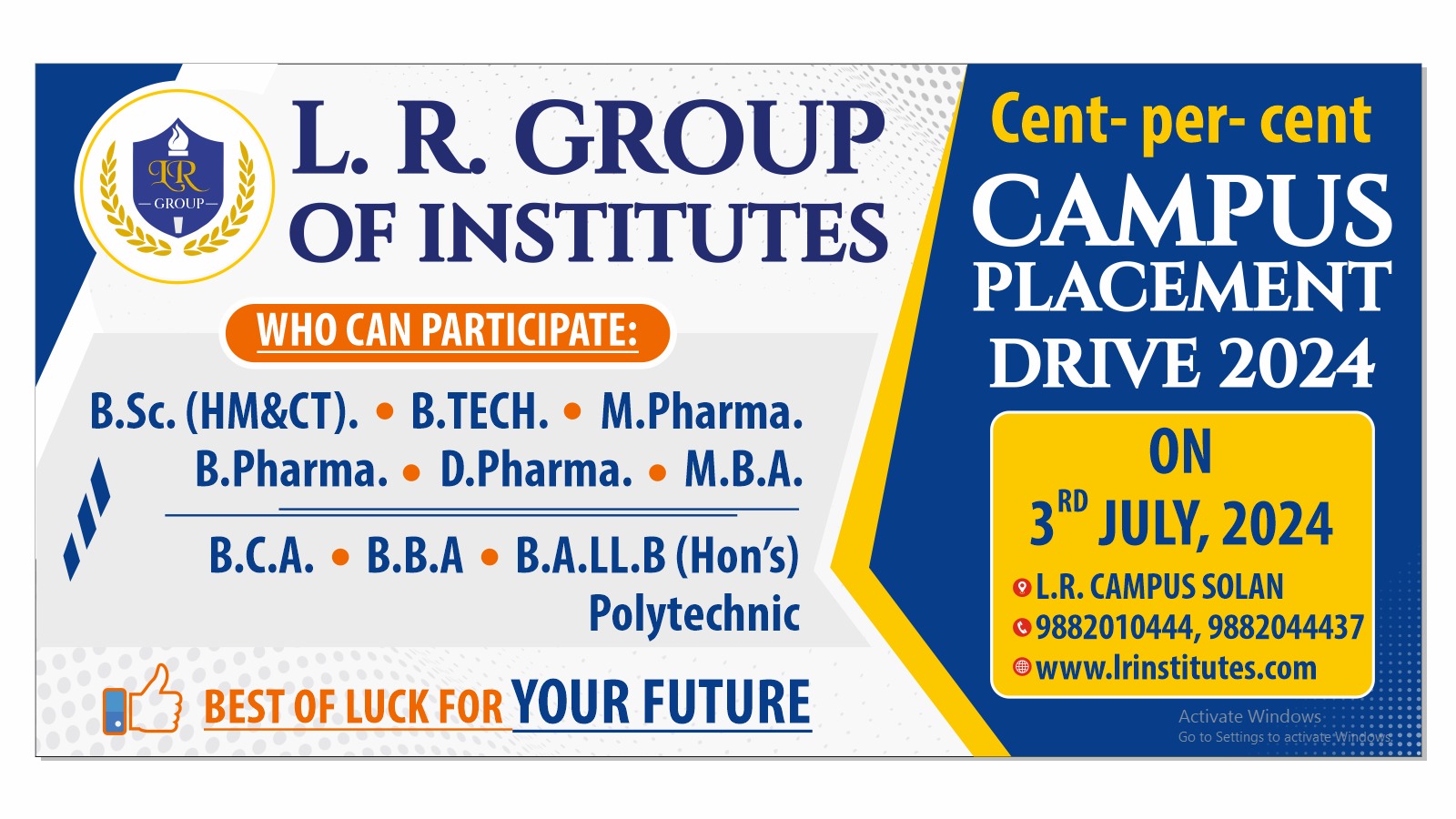 Campus Placement Drive at LR Group of Institutes - LR GROUP OF INSTITUTES